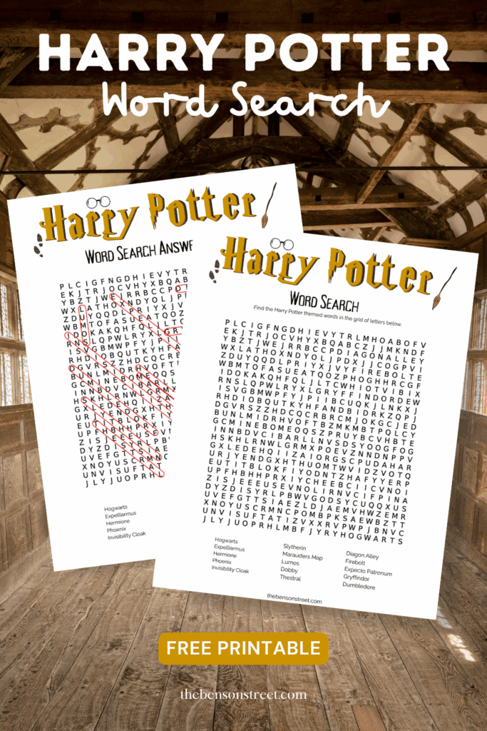 Free Printable Harry Potter Word Search - The Benson Street