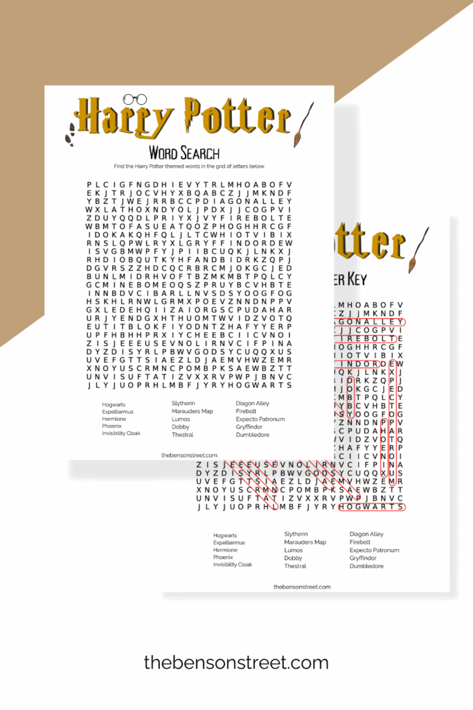 Free Printable Harry Potter Word Search - The Benson Street