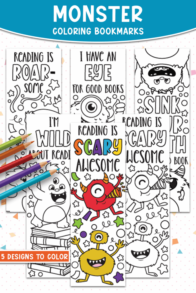 Free Printable Monster Bookmarks to Color - The Benson Street