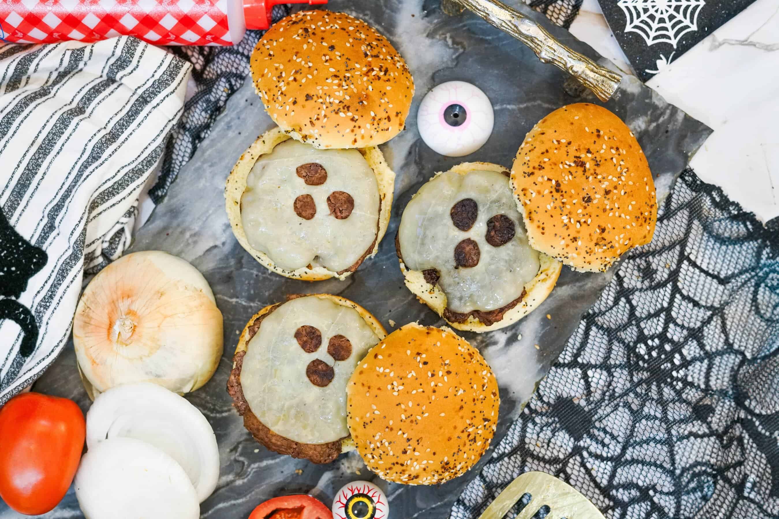 Halloween Ghost Cheeseburgers: A Spooky & Easy Dinner Idea - The Benson ...