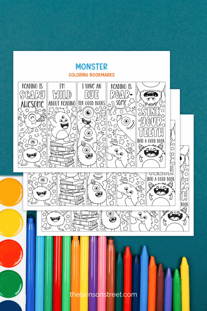 Free Printable Monster Bookmarks to Color - The Benson Street