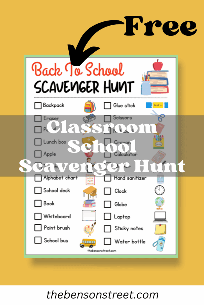 Free Printable Back to School Scavenger Hunt - The Benson Street