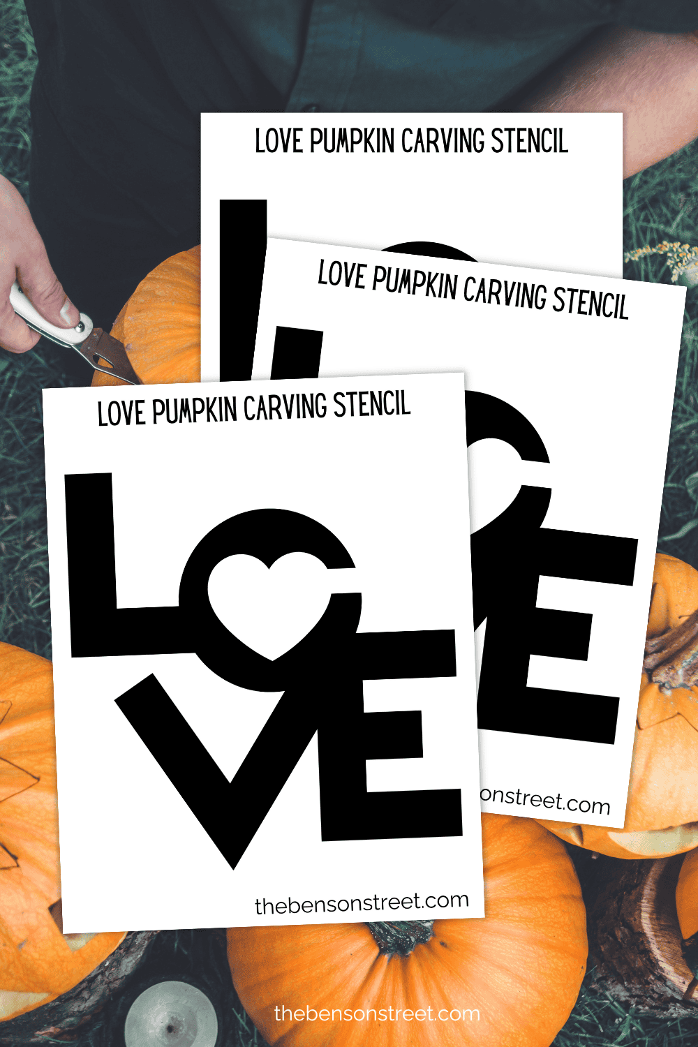 Pumpkin Carving Love with Heart: Free Printable Stencil - The Benson Street