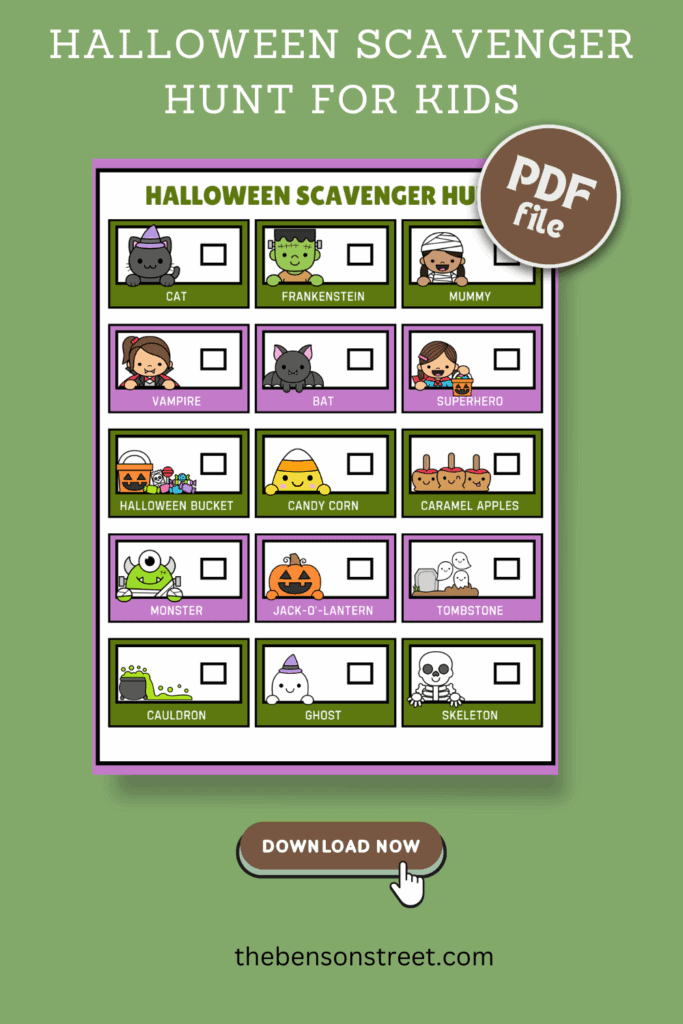 🎃 Free Printable Halloween Scavenger Hunt for Kids - The Benson Street