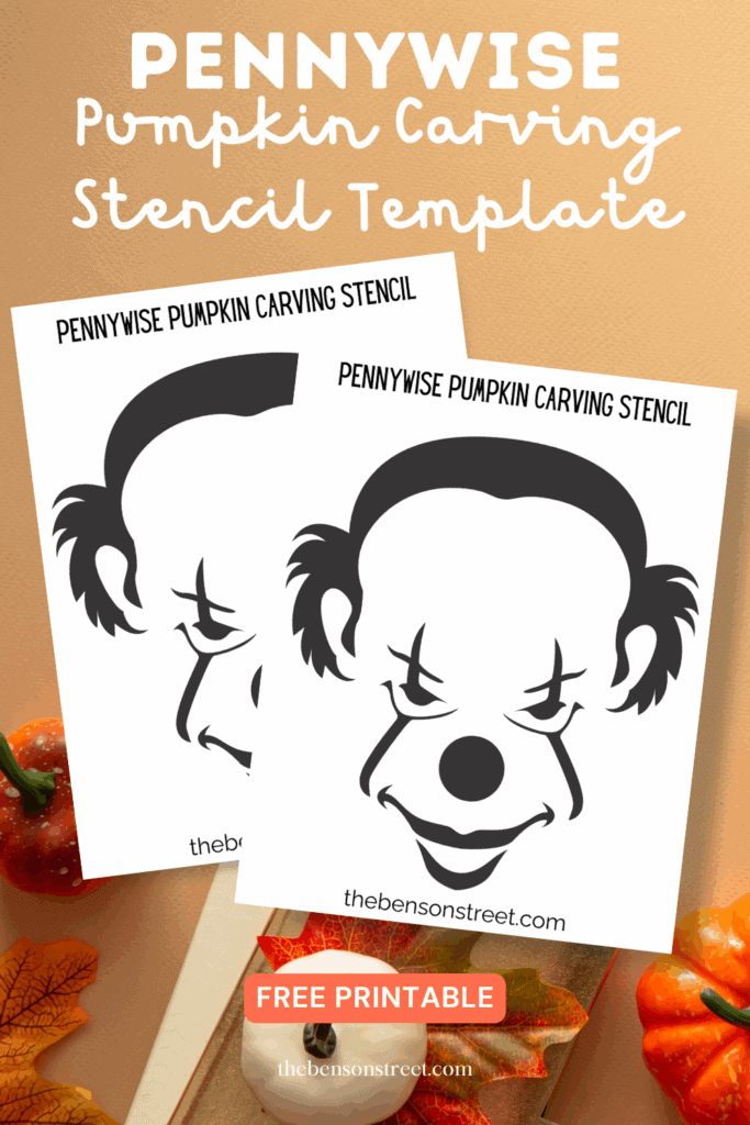 Free Printable Pennywise Pumpkin Stencil for Carving - The Benson Street