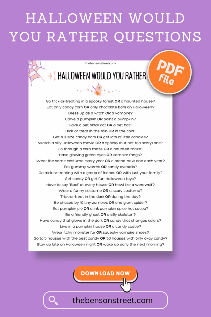 Free Printable Halloween Would You Rather for Kids Questions - The ...