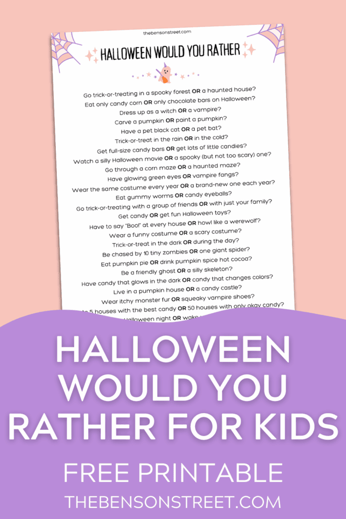 Free Printable Halloween Would You Rather for Kids Questions - The ...