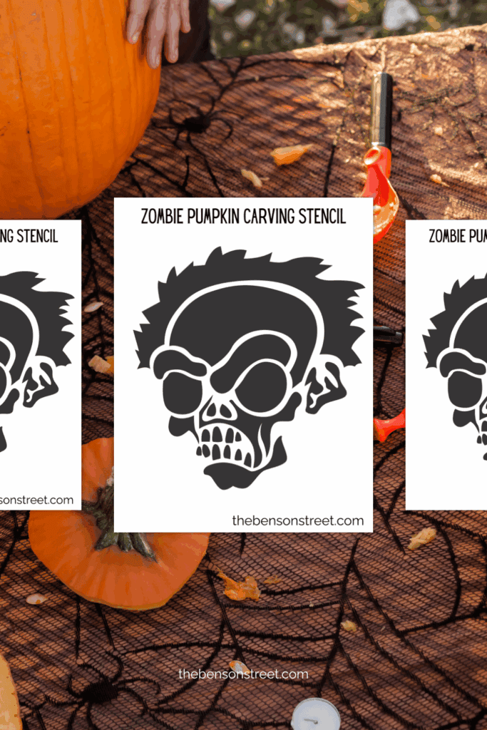 Free Printable Zombie Pumpkin Stencil for Halloween Carving