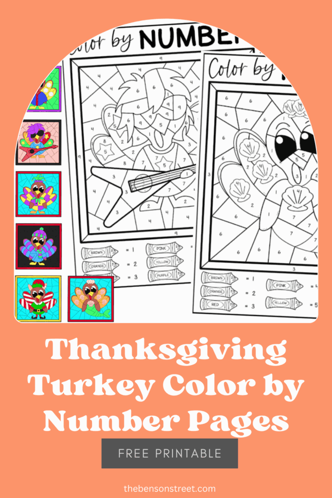Free Printable Thanksgiving Turkey Color By Number Pages - The Benson ...
