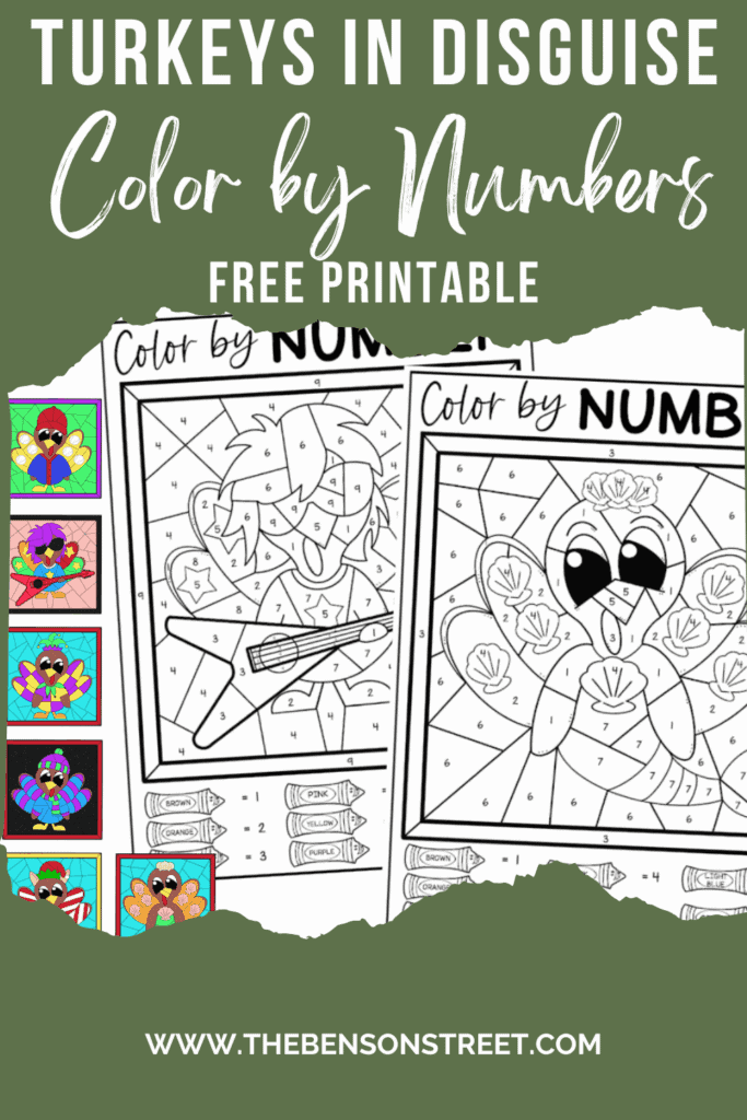 Free Printable Thanksgiving Turkey Color By Number Pages - The Benson ...