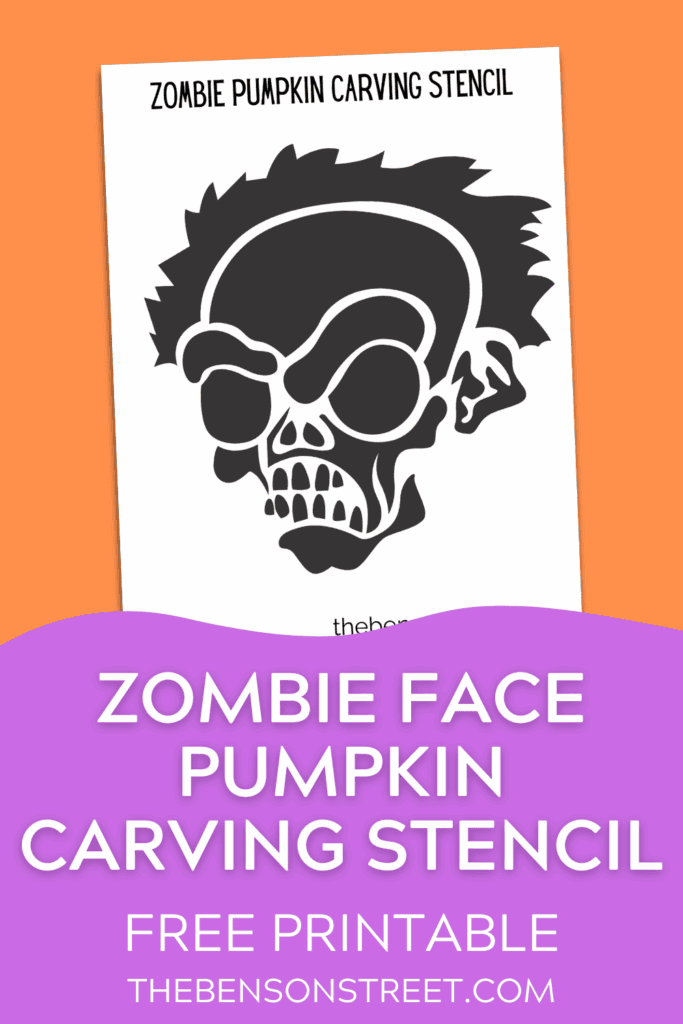 Free Printable Zombie Pumpkin Stencil for Halloween Carving