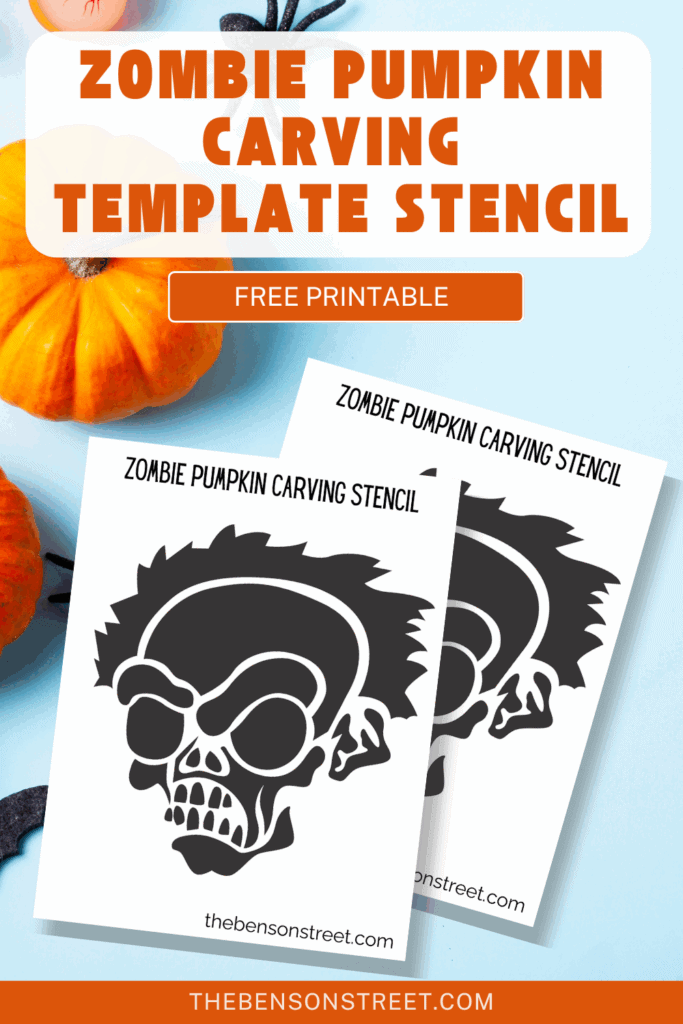 Free Printable Zombie Pumpkin Stencil for Halloween Carving