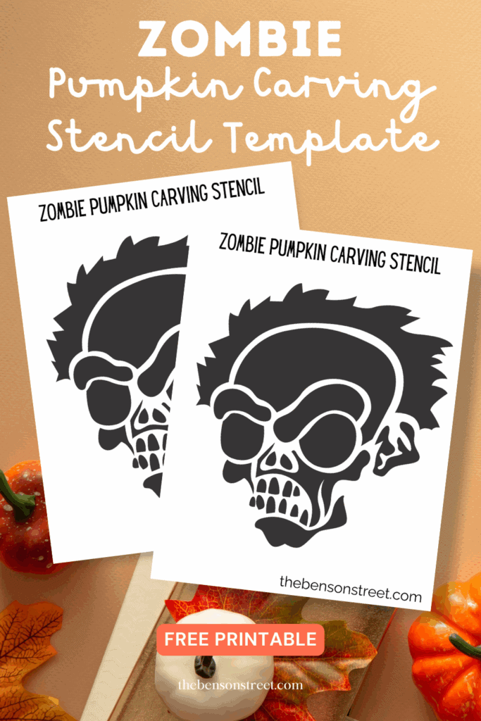 Free Printable Zombie Pumpkin Stencil for Halloween Carving