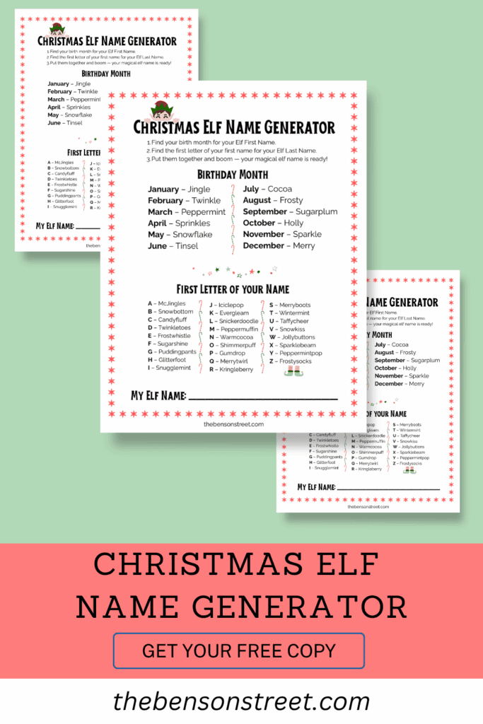 Free Christmas Elf Name Generator Printable