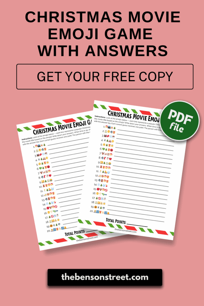 FREE Christmas Movie Emoji Game Printable with Answers - The Benson Street