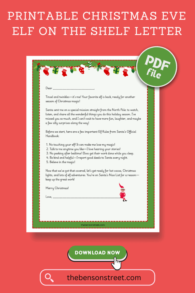 FREE Elf on the Shelf Christmas Eve Letter Printable