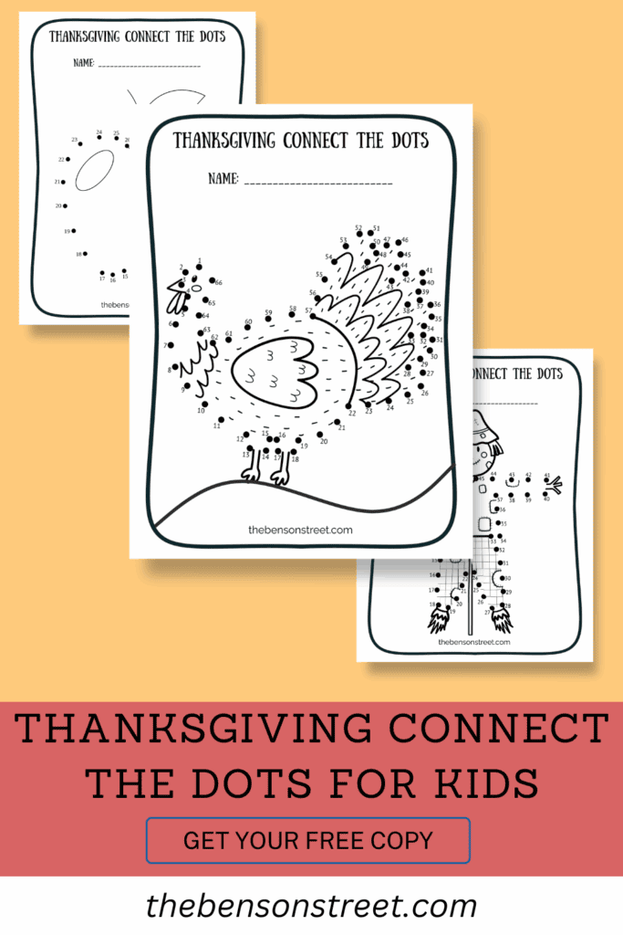 FREE Thanksgiving Connect the Dots Printable Pages - The Benson Street
