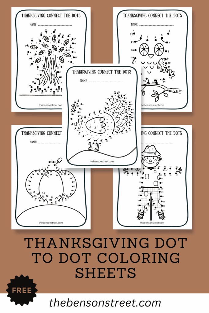 FREE Thanksgiving Connect the Dots Printable Pages - The Benson Street