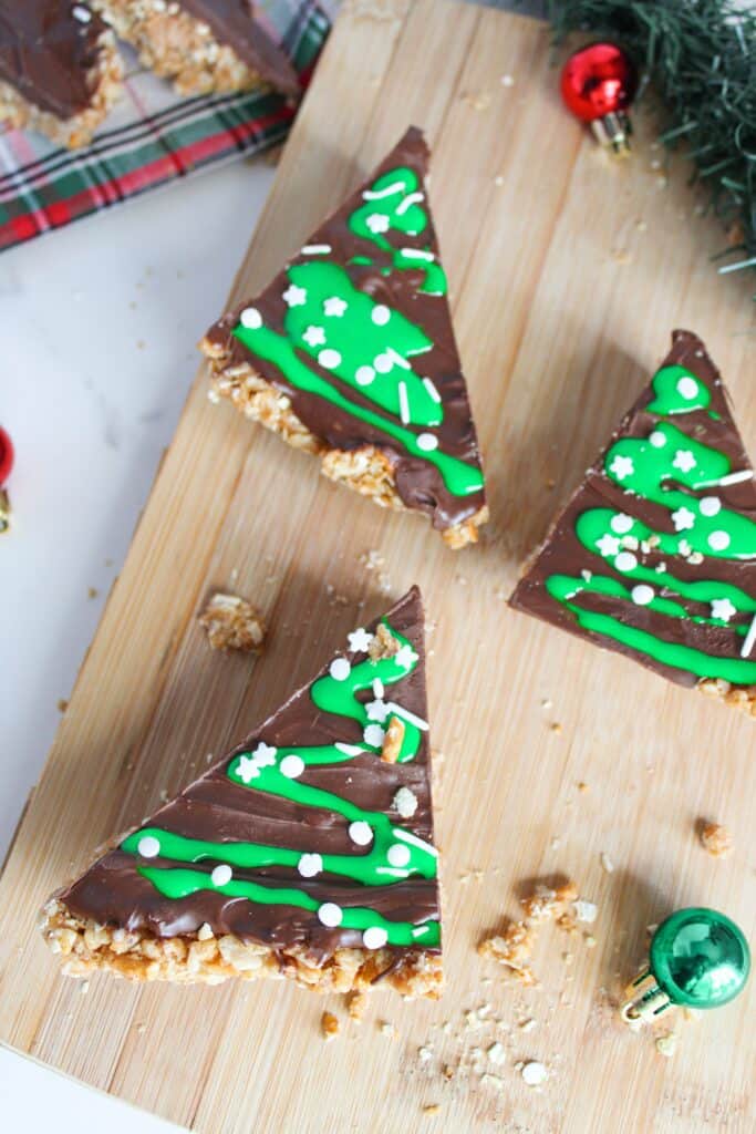 No-Bake Chocolate Christmas Tree Peanut Butter Bars Recipe