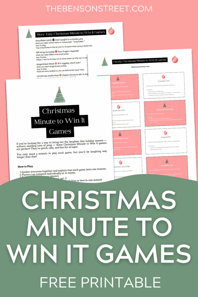 Free Christmas Minute to Win It Games Printable: 30+ Ideas - The Benson ...