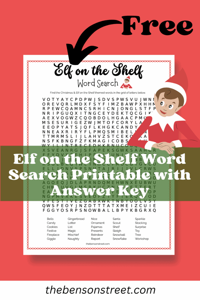 Free Elf on the Shelf Word Search Printable for Christmas - The Benson ...