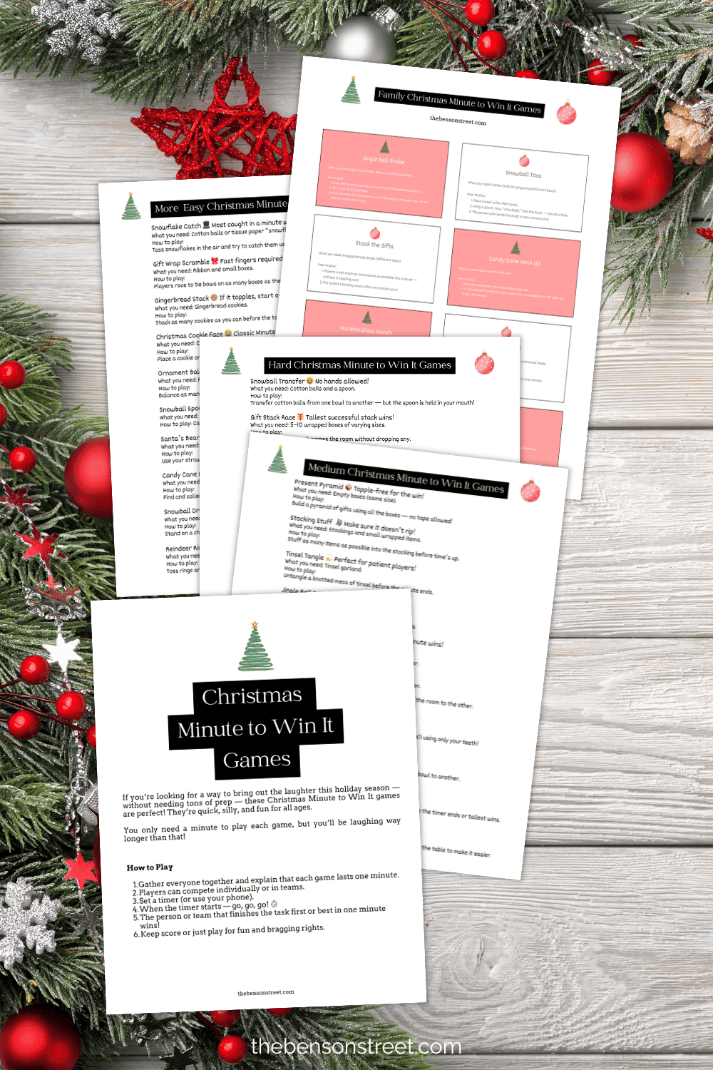 Free Christmas Minute to Win It Games Printable: 30+ Ideas - The Benson ...