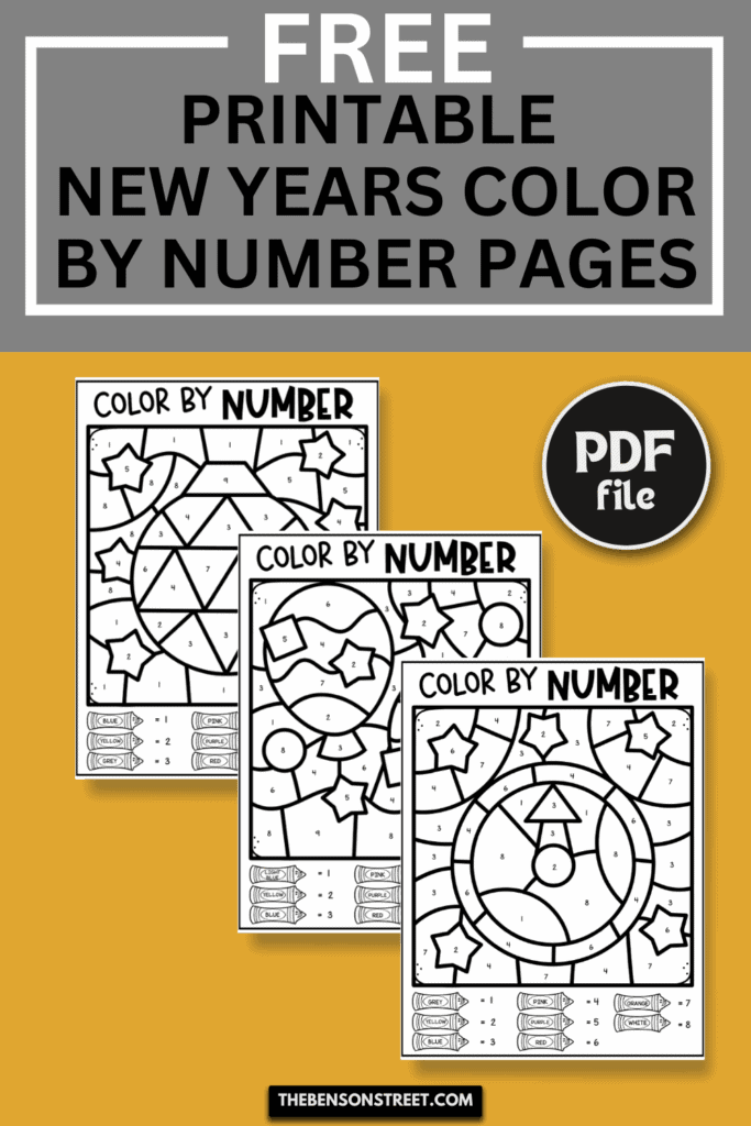 Free Printable New Years Color by Number Pages - The Benson Street