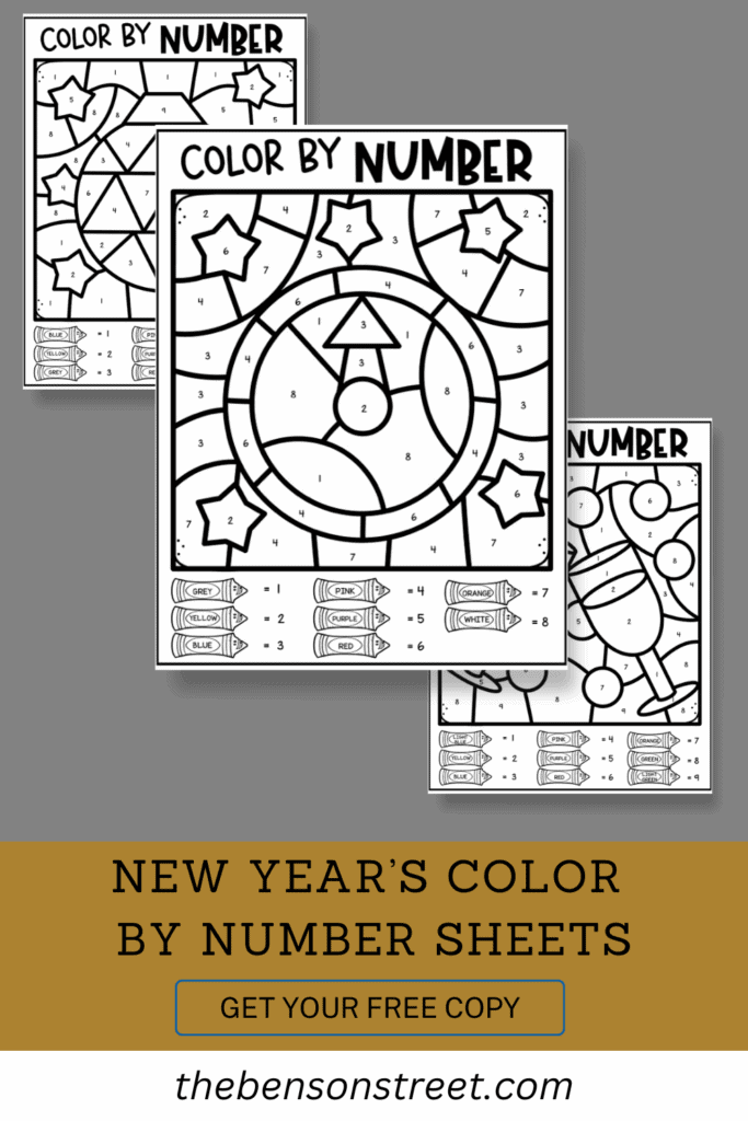 Free Printable New Years Color by Number Pages - The Benson Street