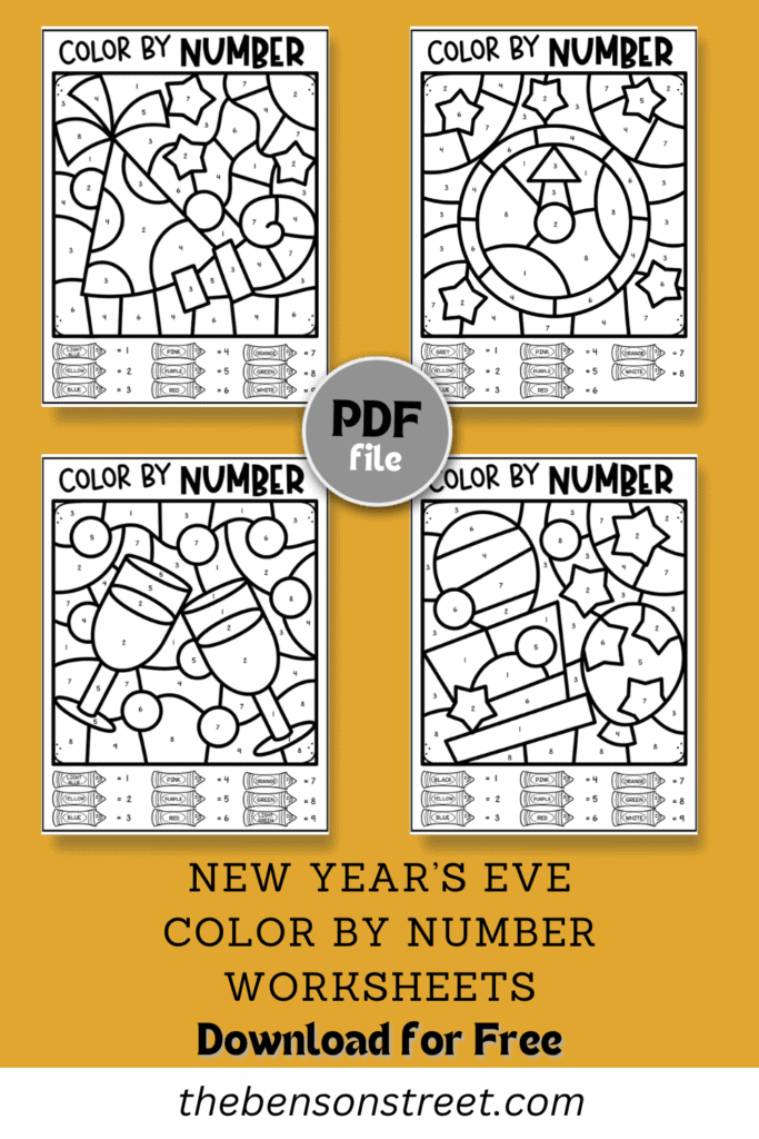 Free Printable New Years Color by Number Pages - The Benson Street