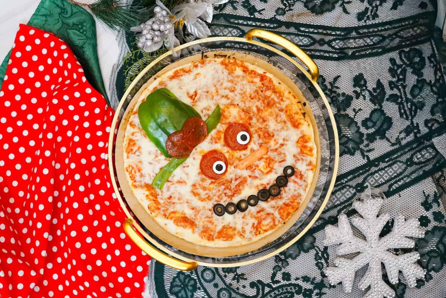 Frosty the Snowman Pizza: Holiday Frozen Pizza Hack - The Benson Street