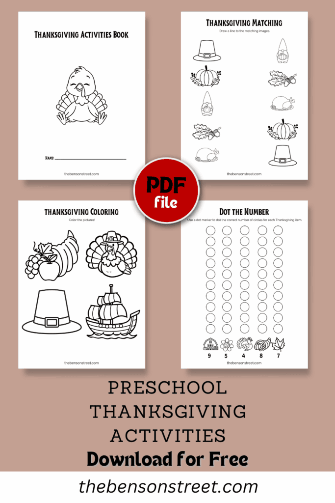 Free Printable Thanksgiving Activities for Preschoolers - The Benson Street