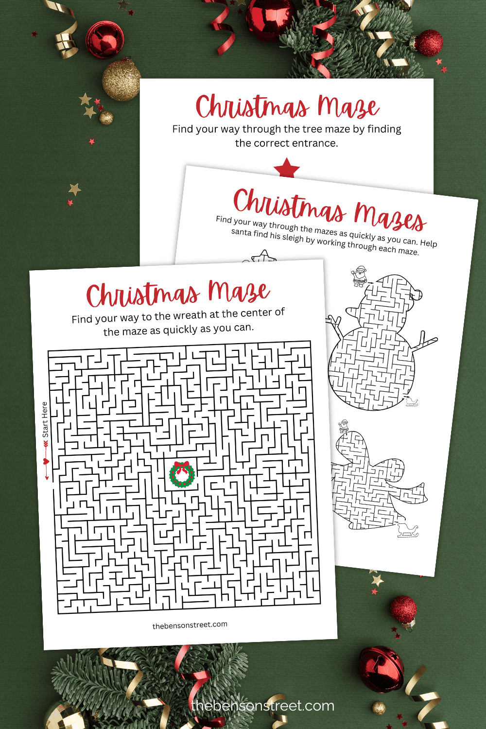 Free Christmas Maze Printable Worksheets for Kids - The Benson Street