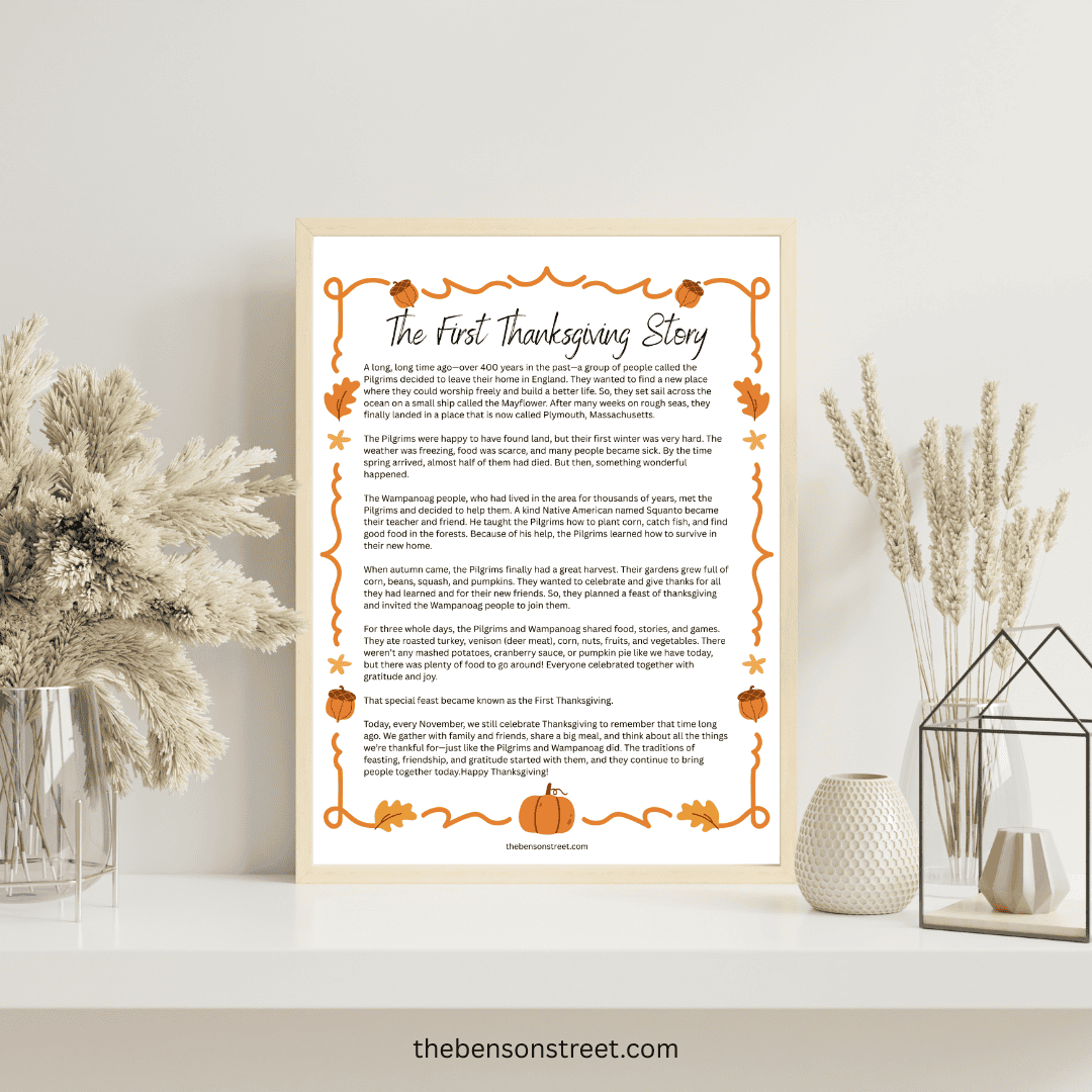 Free Printable Thanksgiving Story for Kids PDF - The Benson Street