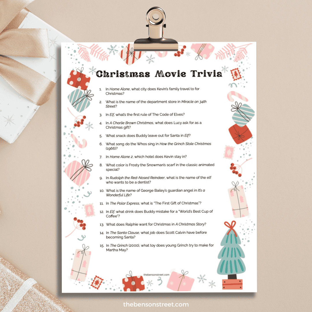 Free Christmas Movie Trivia Printable Questions & Answers