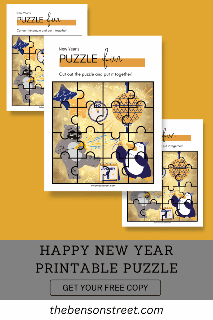 Free New Year's Puzzle Printable for Kids - The Benson Street