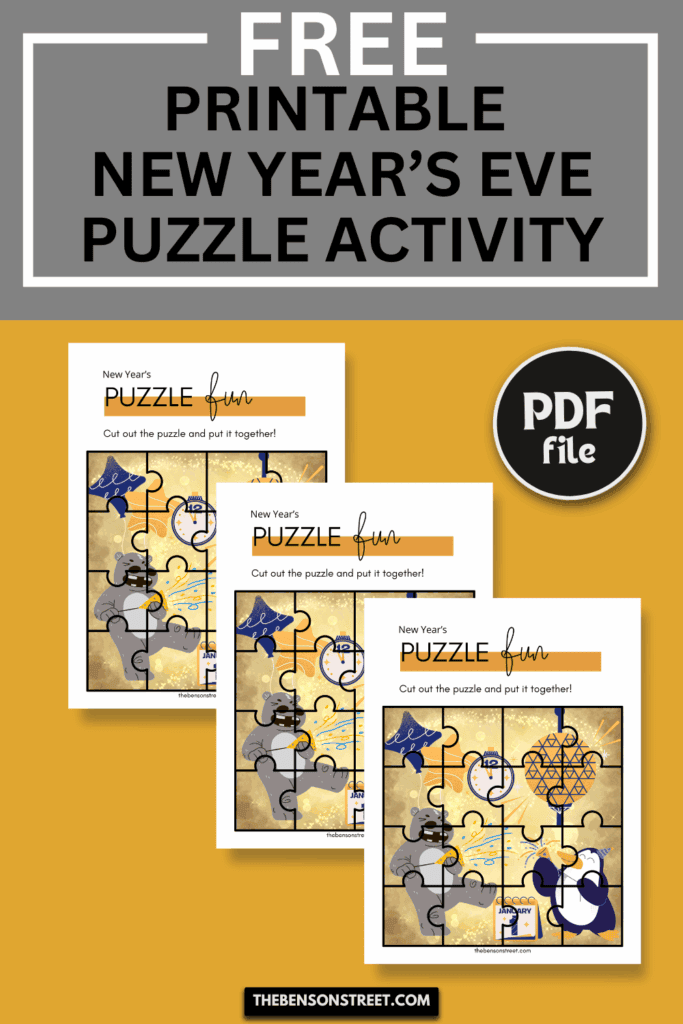 Free New Year's Puzzle Printable for Kids - The Benson Street