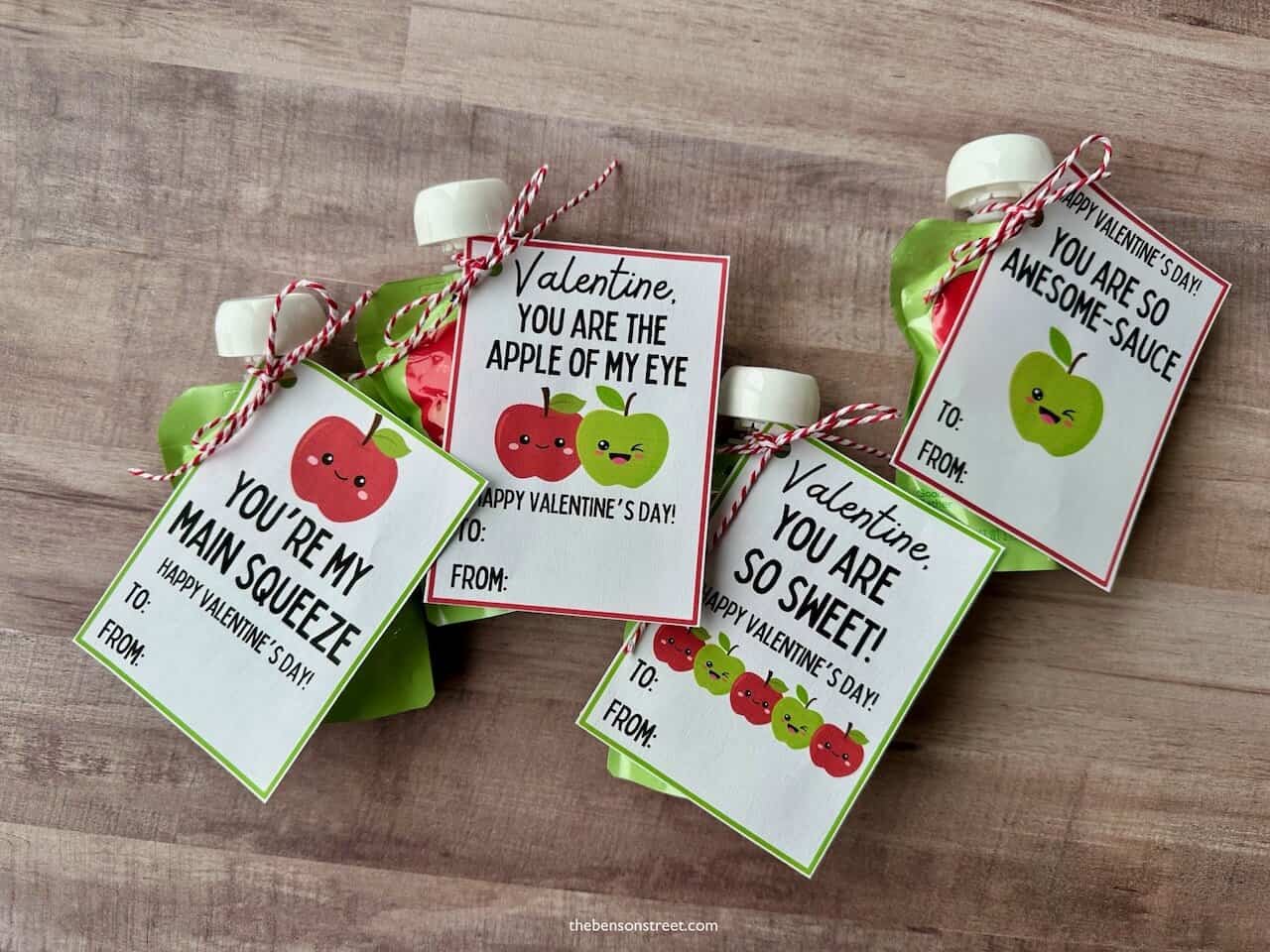 Free Applesauce Valentines Printable Cards for Kids