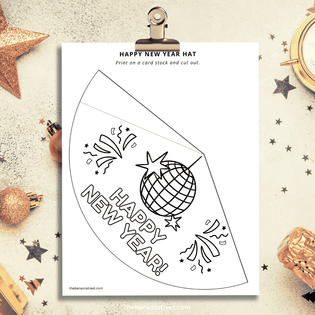 Free New Year's Hat Printable: Easy Coloring Craft