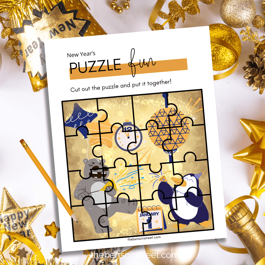 Free New Year's Puzzle Printable for Kids - The Benson Street