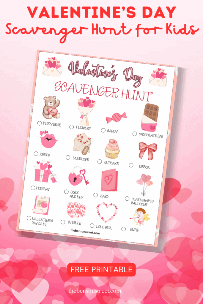 Free Printable Valentine's Day Scavenger Hunt for Kids