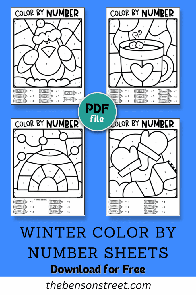 Free Printable Winter Color by Number Pages