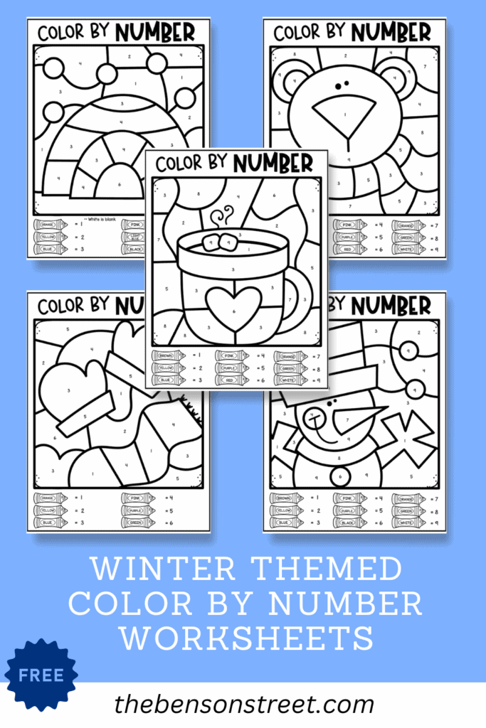 Free Printable Winter Color by Number Pages