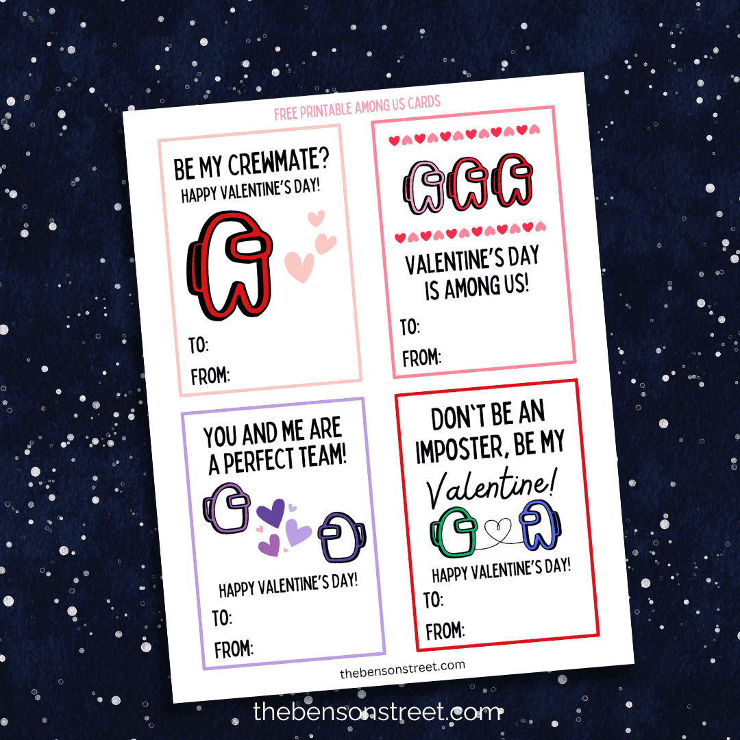 Free Among Us Valentines Printable Cards for Kids