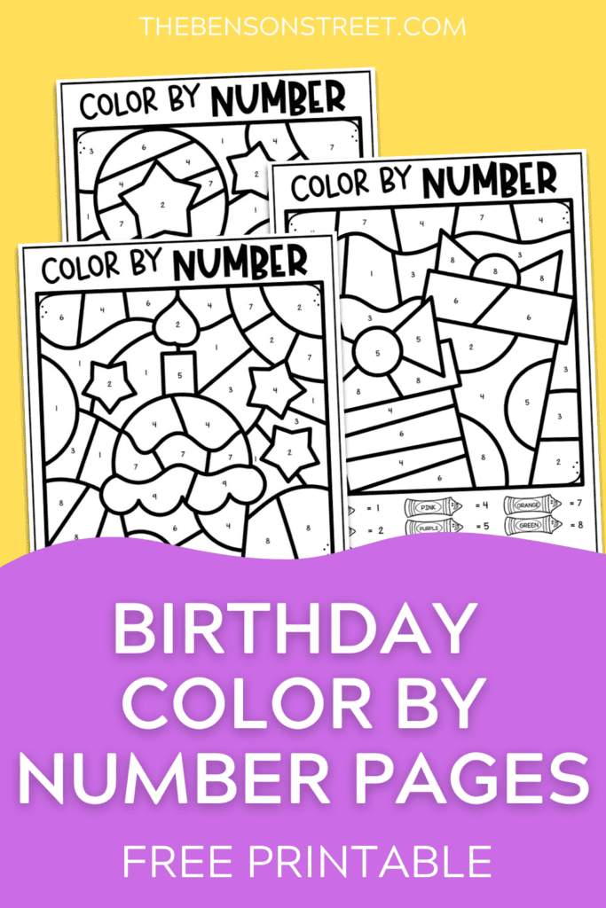 Free Printable Birthday Color by Number Pages - The Benson Street