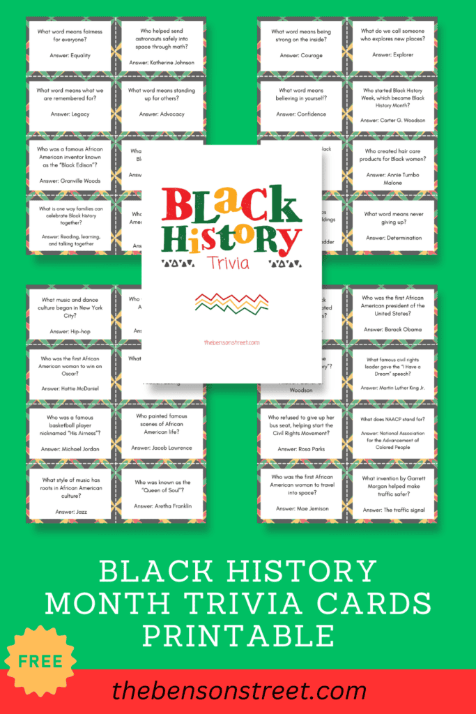 Black History Month Trivia Questions and Answers Printable
