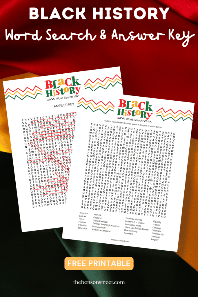 Free Printable Black History Month Word Search for Kids