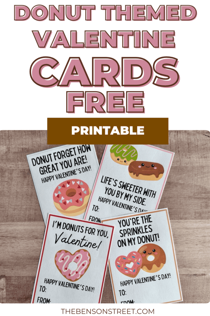 Free Donut Valentine Printable Cards for Valentine's Day