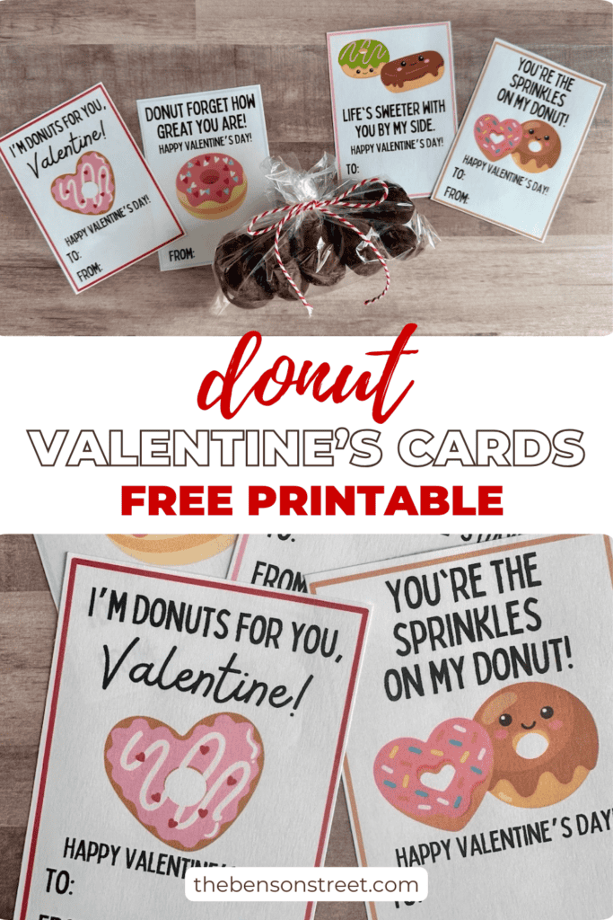 Free Donut Valentine Printable Cards for Valentine's Day