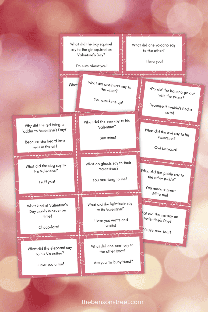 Valentine's Day Jokes for Kids: Free Printable Cards - The Benson Street
