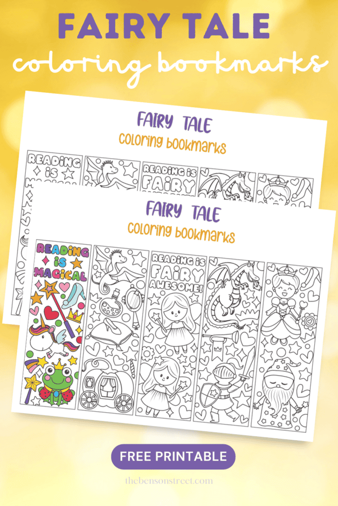 Free Printable Fairy Tale Bookmarks to Color